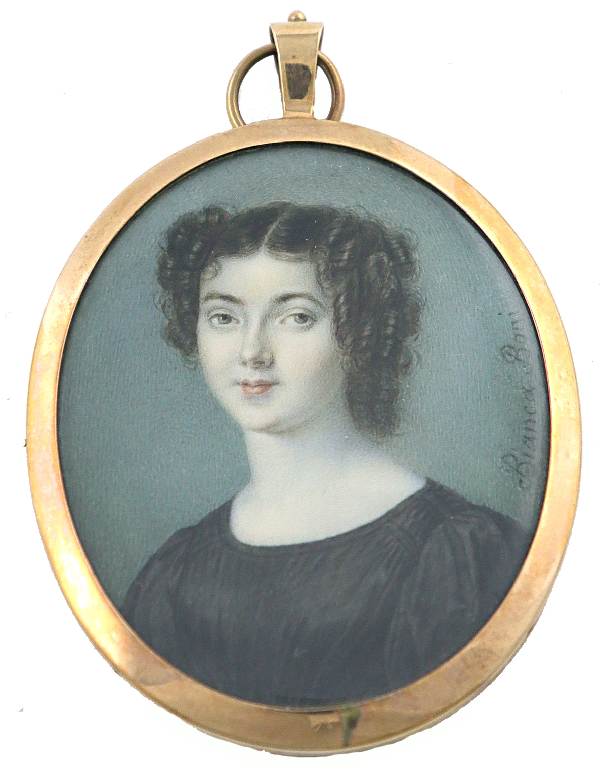 Bianca Boni | Portrait miniature of a lady dressed in black | MutualArt