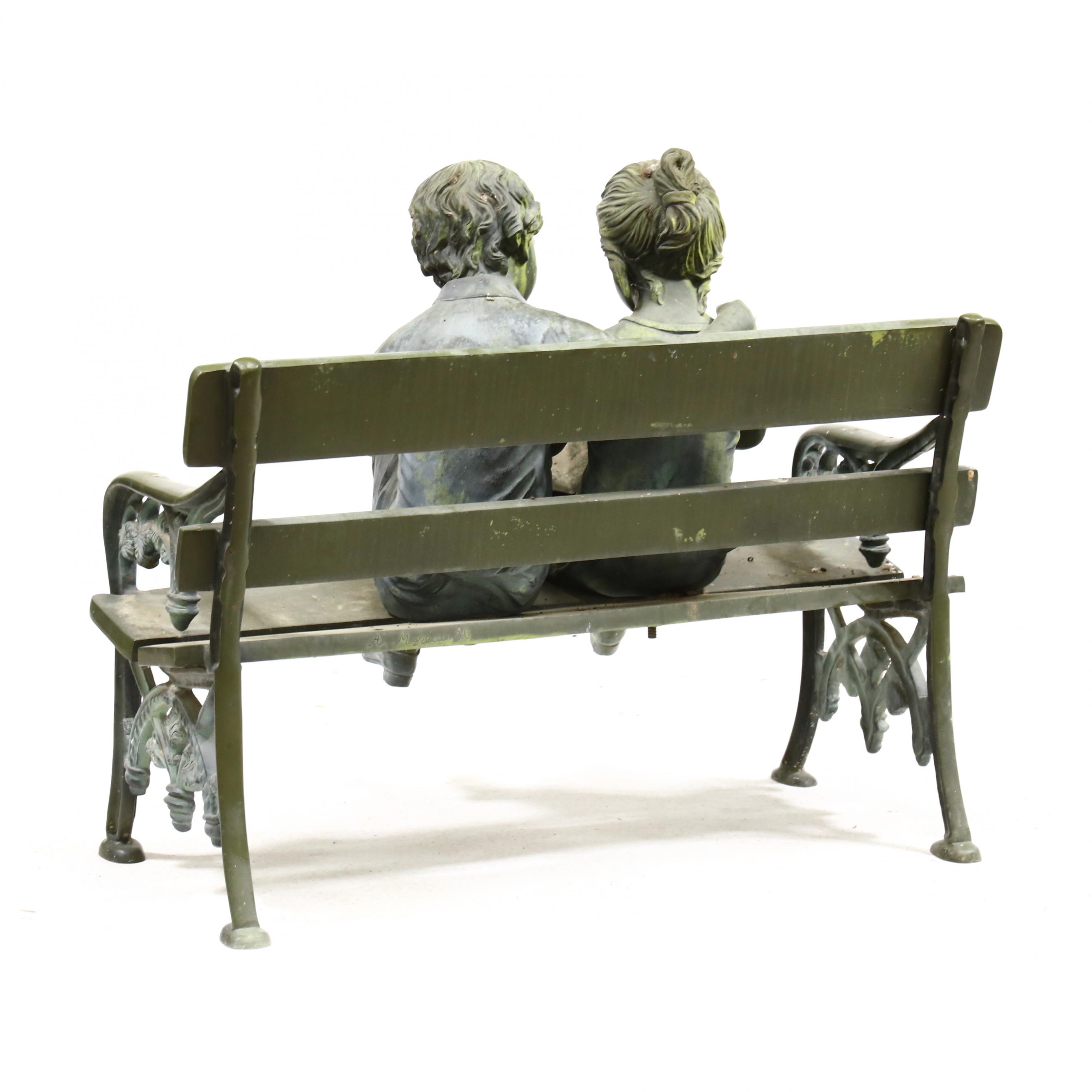 Max Turner | Life-Size Bronze of Children on a Park Bench (Late 20th ...