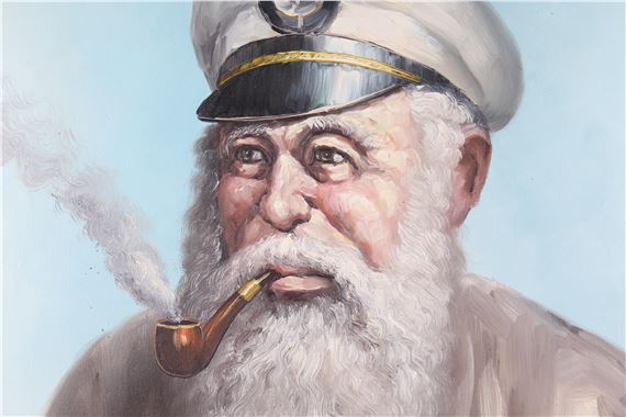 M. King | Portrait of a sea captain smoking a pipe | MutualArt