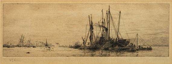 William Lionel Wyllie | Timber Ships on the Thames / A Collier on the ...