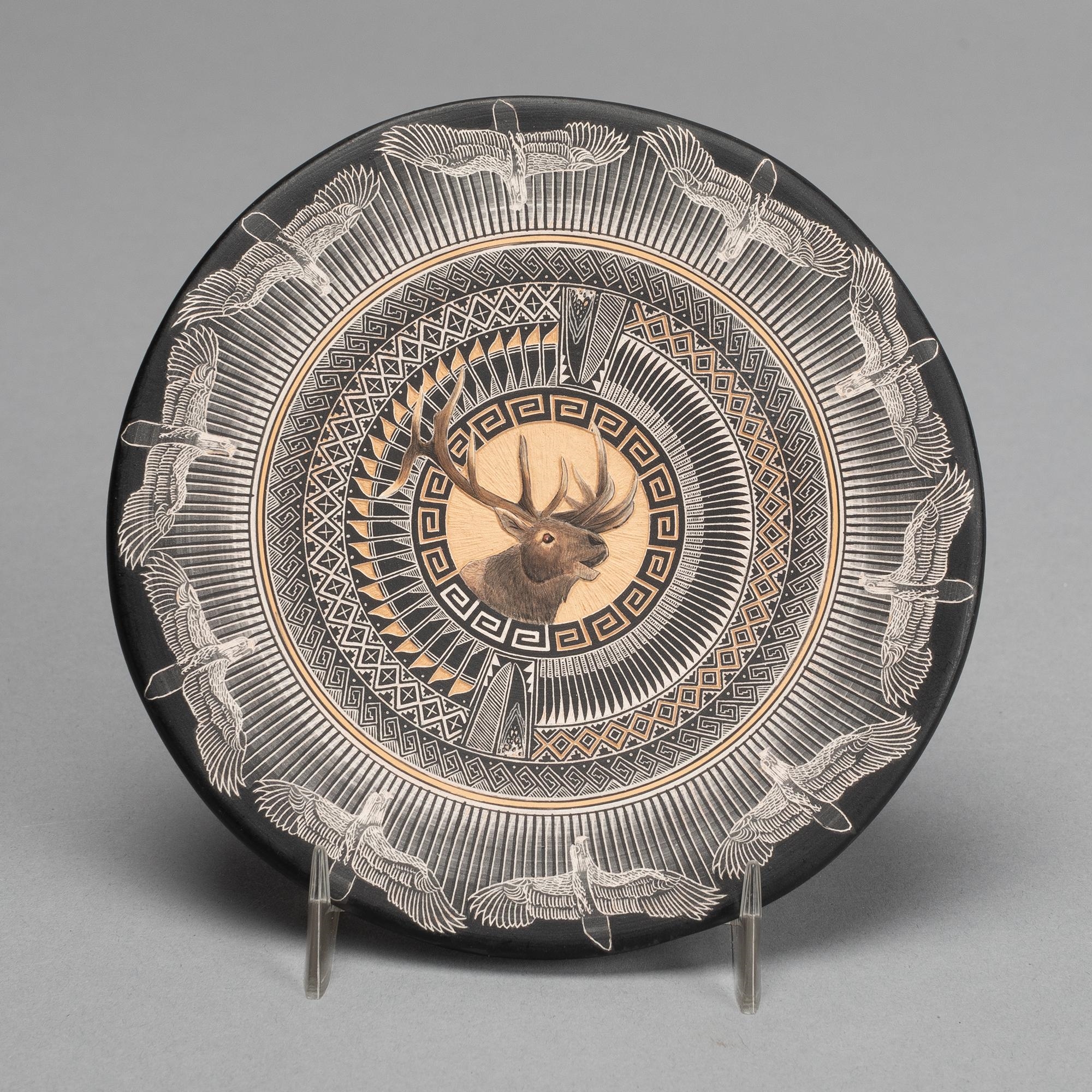 Wallace Nez | Black Dish with Elk (2012) | MutualArt