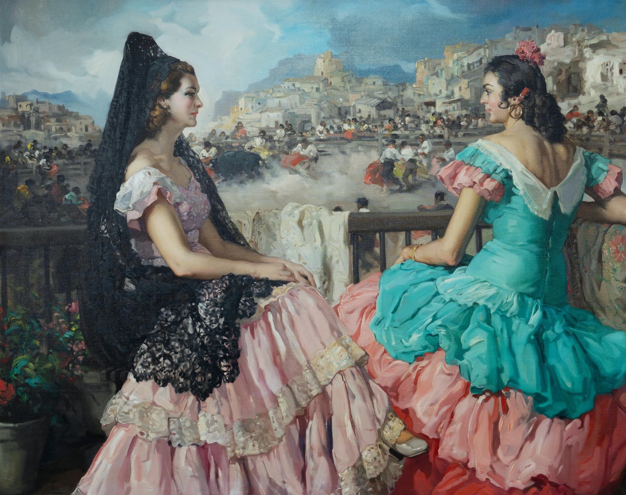 Francisco Rodríguez Sánchez Clement | Beauties Watching a Bullfight ...