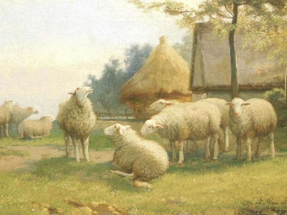 Jef Leemputten | Sheep in farm landscape with maiden | MutualArt