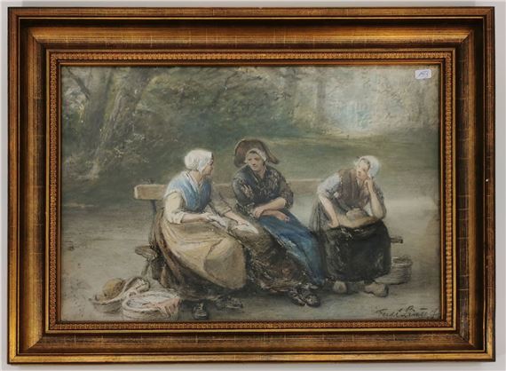 Ferdinand Ernst Lintz | Auf einer Parkbank rastende niederländische ...