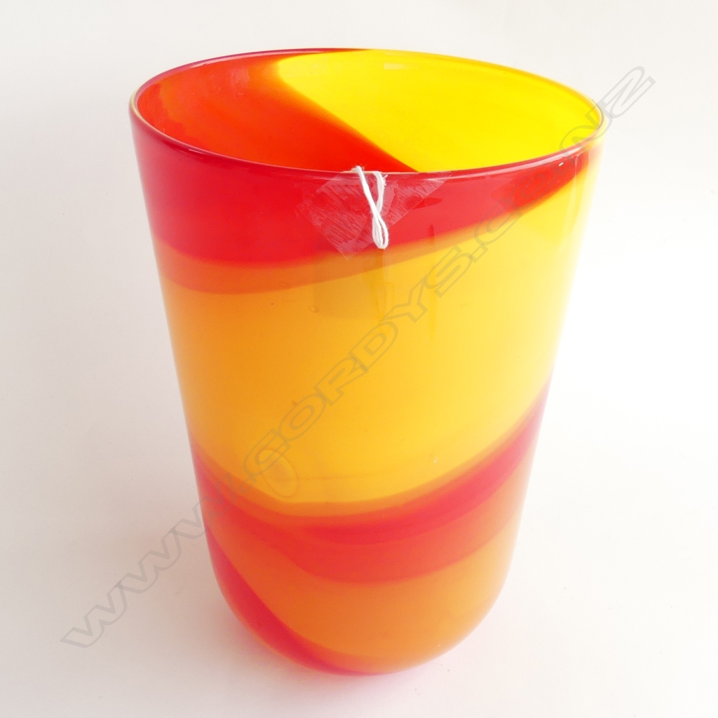Garry Nash | RED / YELLOW ART GLASS VASE (95) | MutualArt