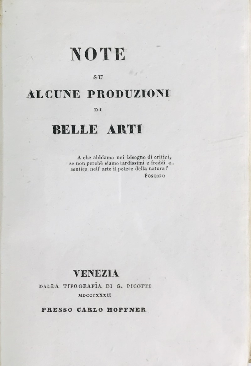 Peter Chevalier | Note su Alcune Produzioni di belle arti (1832 ...