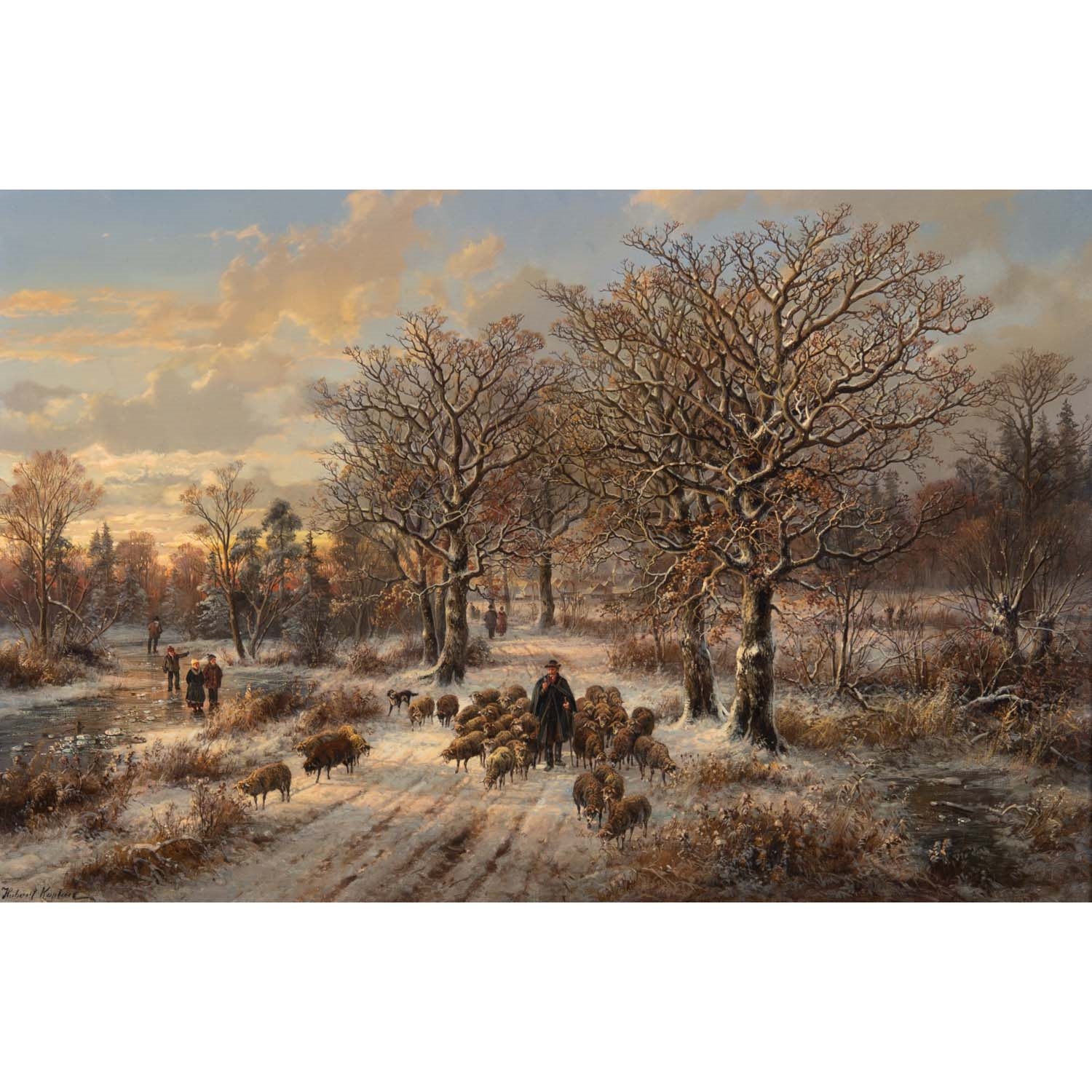 Hubert Kaplan | Hirte im Winterwald | MutualArt