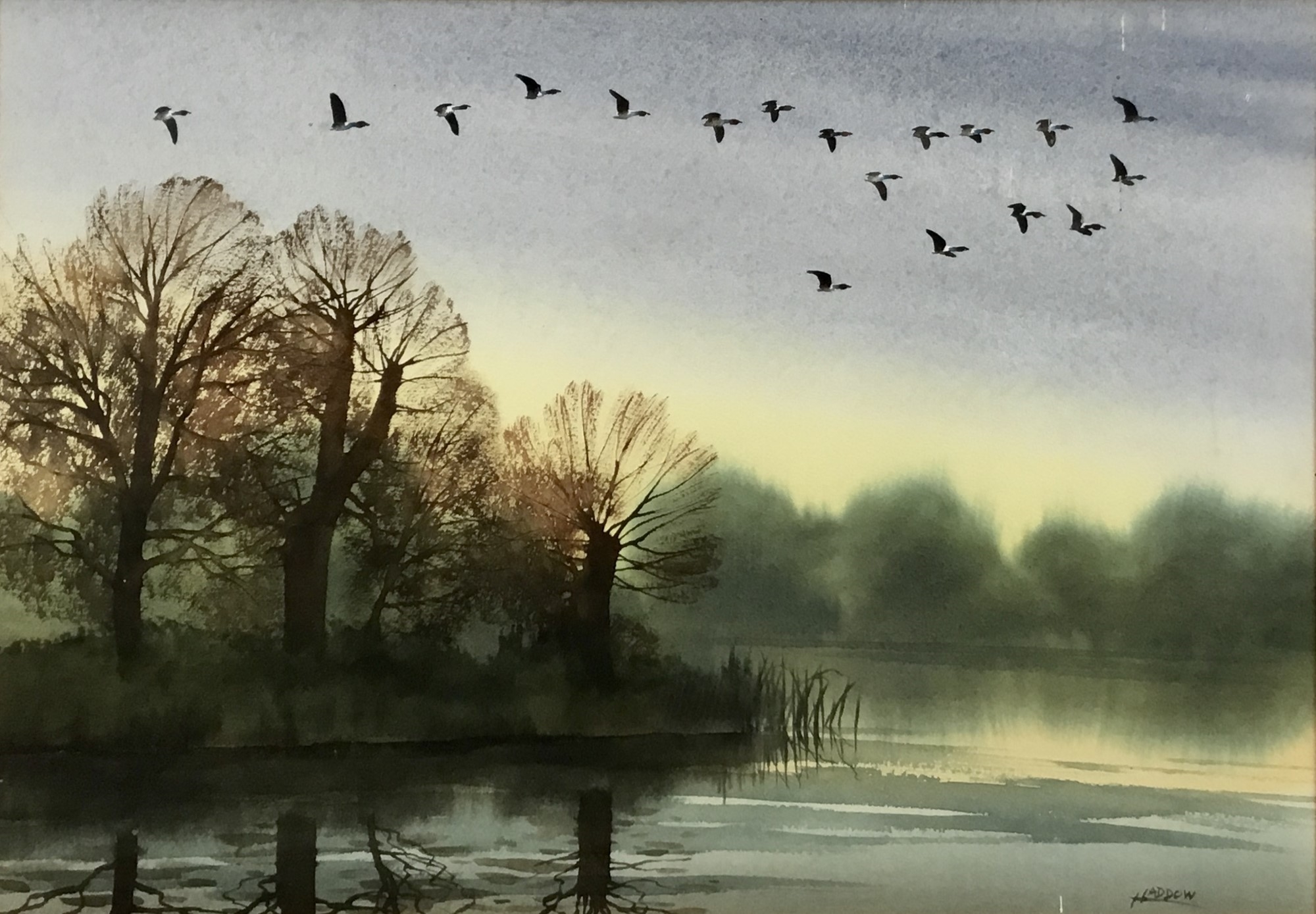 Douglas Haddow | lake scenes with birds in flight | MutualArt