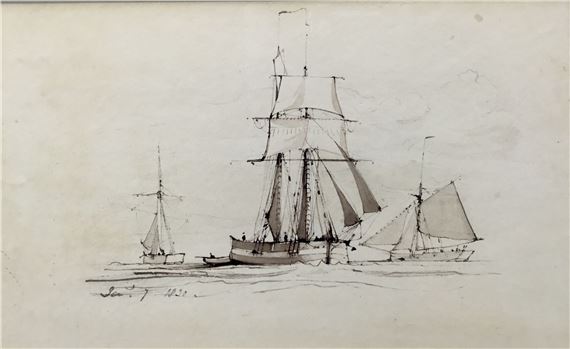 Calvert Richard Jones | watercolour study of ships at sea (1930 ...
