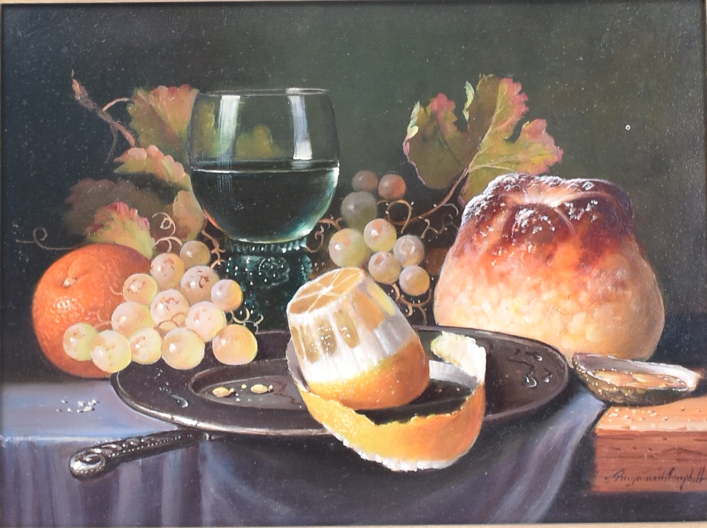 Raymond Campbell | Still life with fruit vessels and shrimp | MutualArt