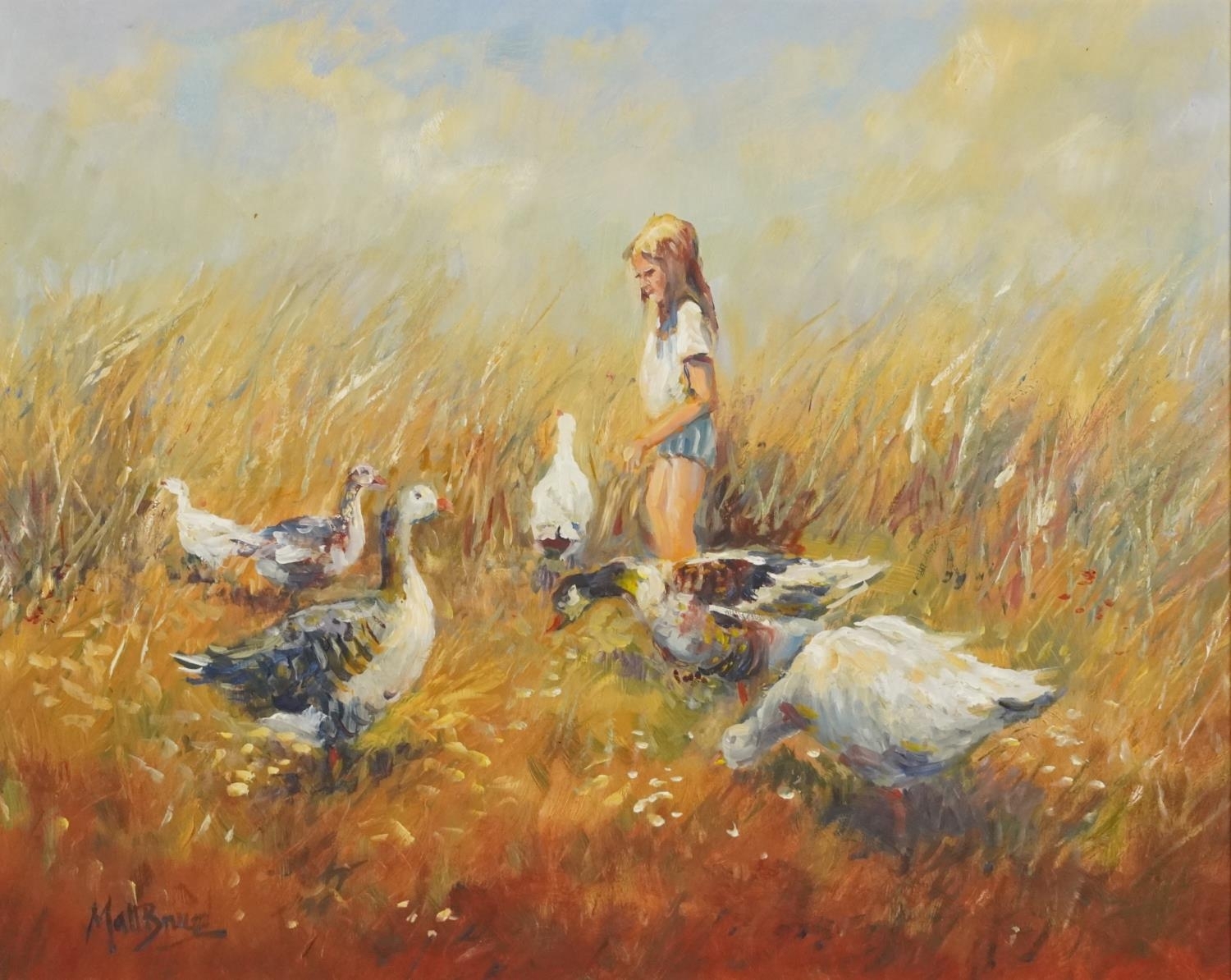 Matt Bruce | Young girl with geese | MutualArt