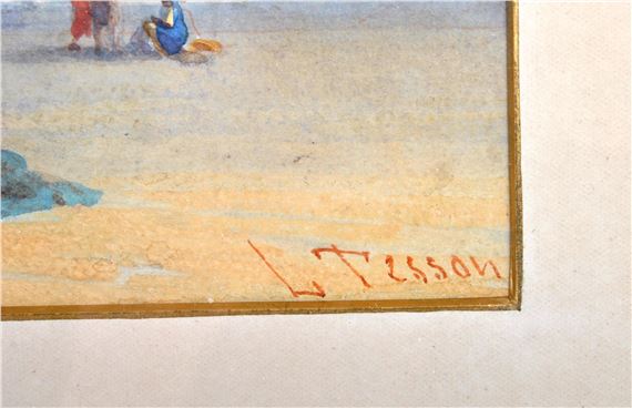 Louis Tesson | a Middle Eastern market scene with buildings in the ...