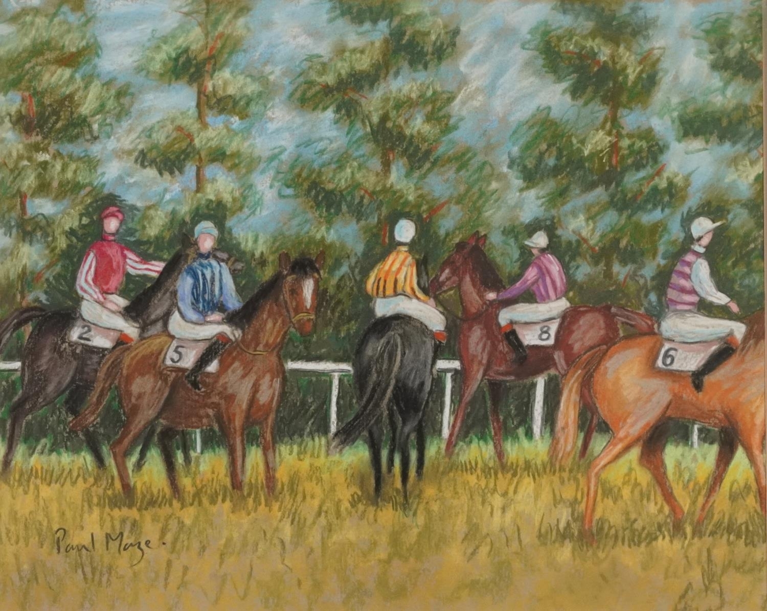 Paul Maze | Jockeys on horseback | MutualArt