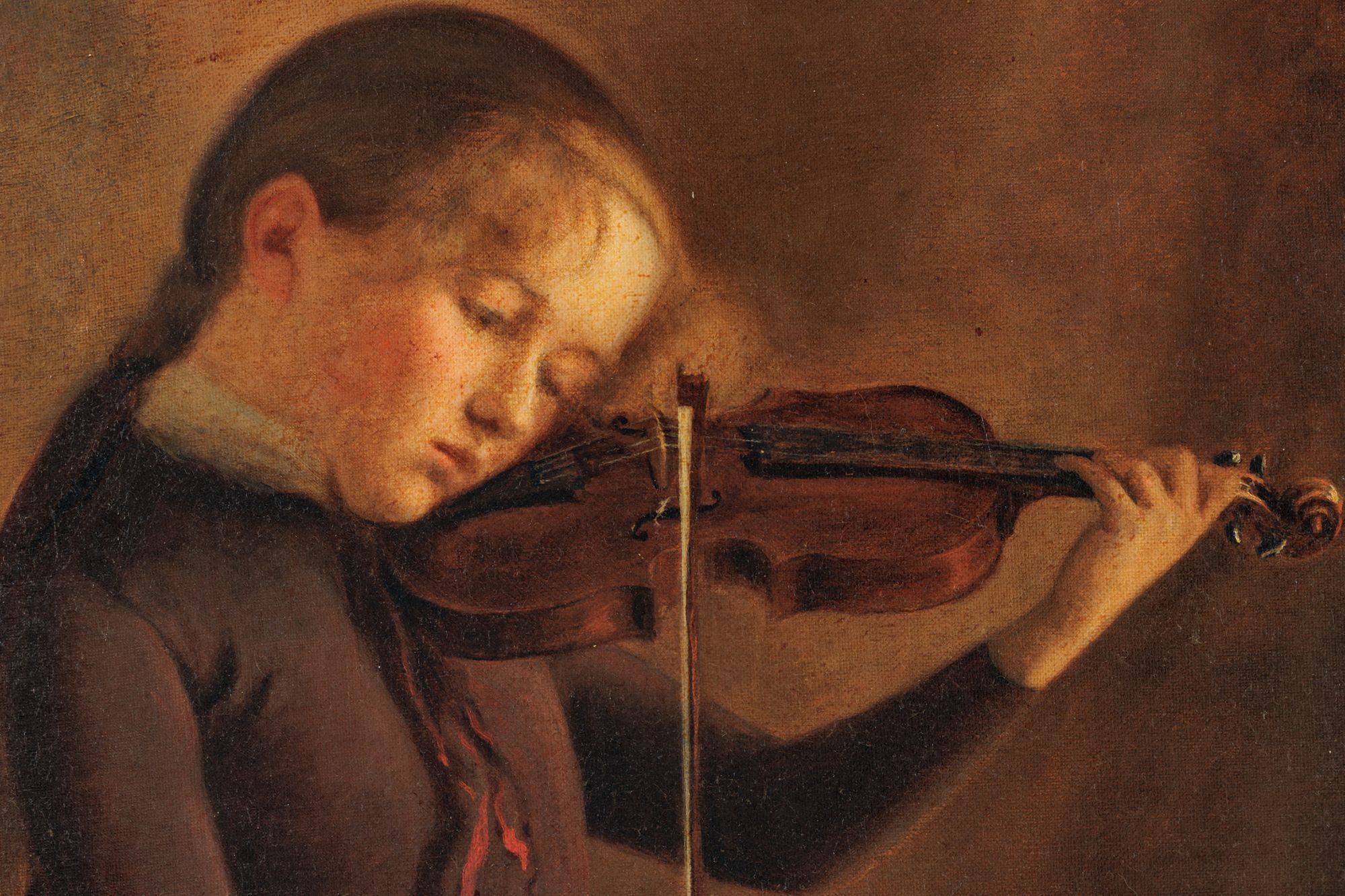 Percy Ives | Girl With Violin (1884) | MutualArt