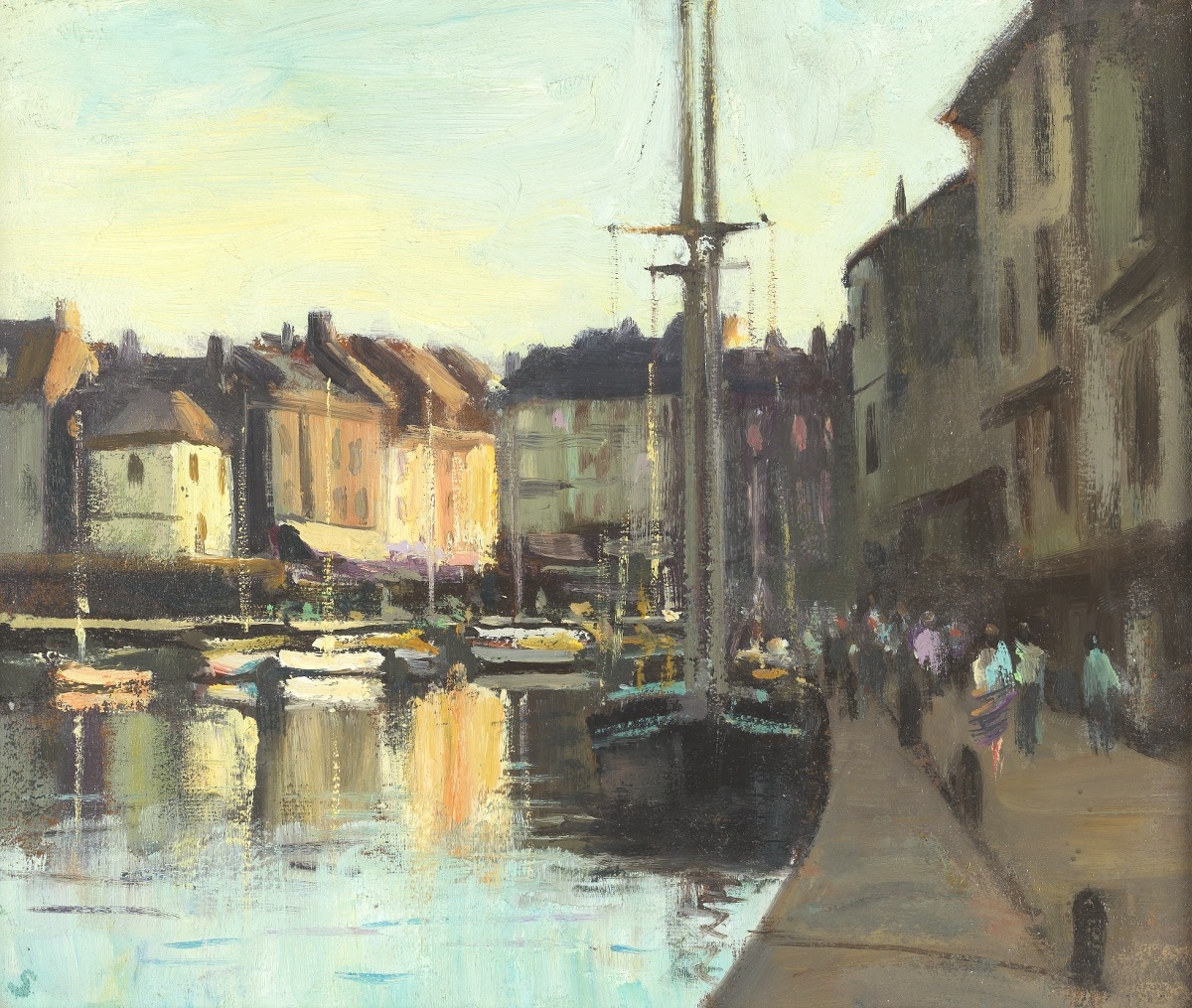 Edward Brian Seago | Honfluer Harbor Scene (1910) | MutualArt