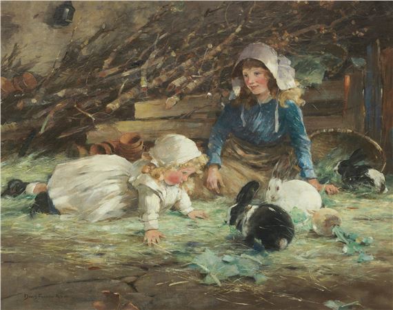 David Fulton | Young girls and their pet rabbits | MutualArt
