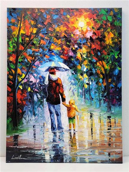 Leonid Afremov | Rainy Walk With Daddy | MutualArt