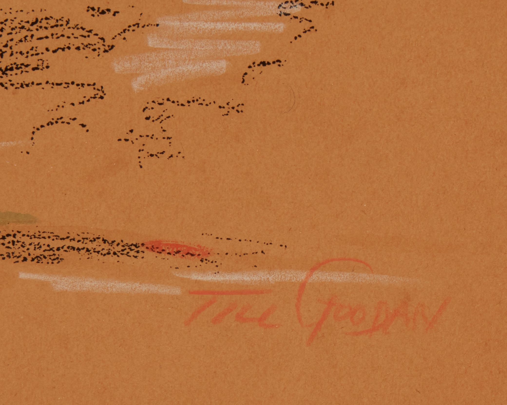 Tillman Parker Goodan | Cowboy in red on a bucking bronco | MutualArt