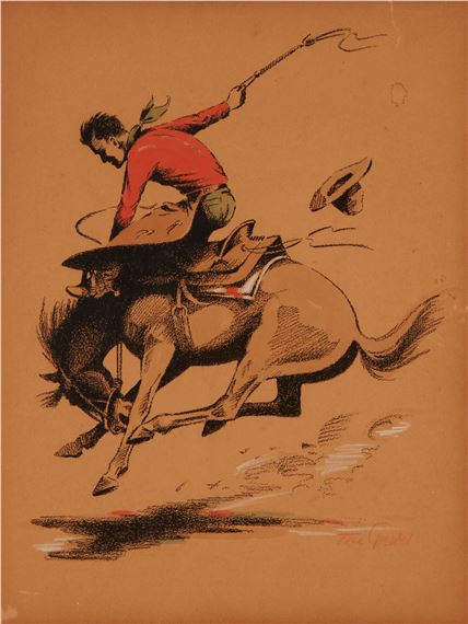 Tillman Parker Goodan | Cowboy atop a bucking bronco | MutualArt