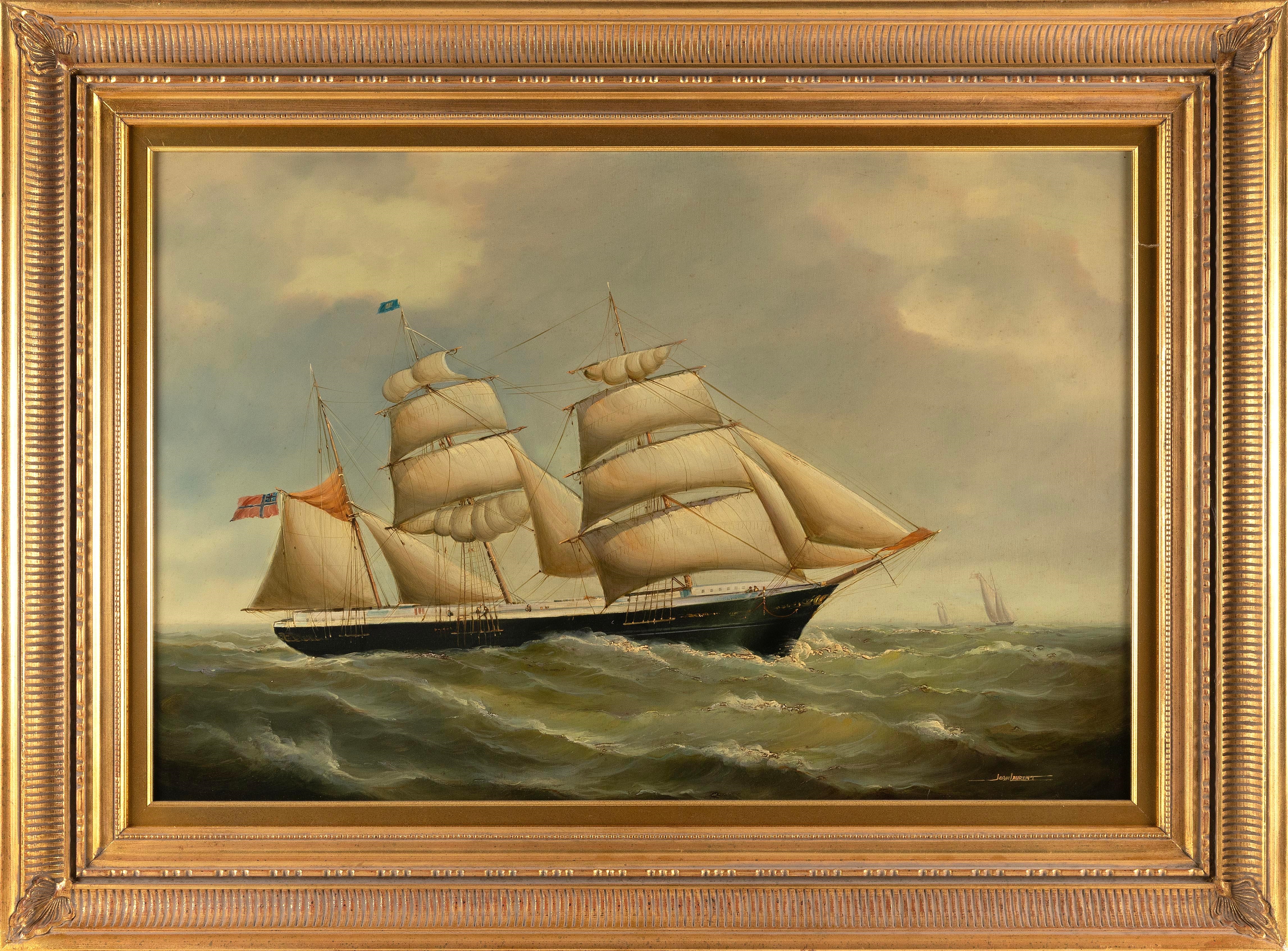 Jean Laurent | Starboard portrait of a brig. | MutualArt