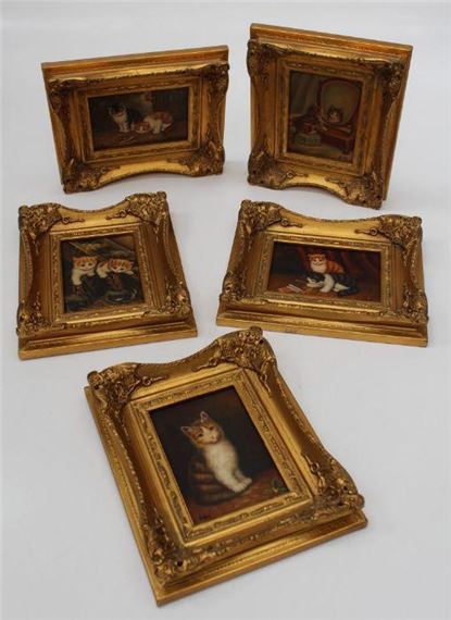 G. Roy | G Roy ( 20th century) A set of five gilt framed whimsical oil ...