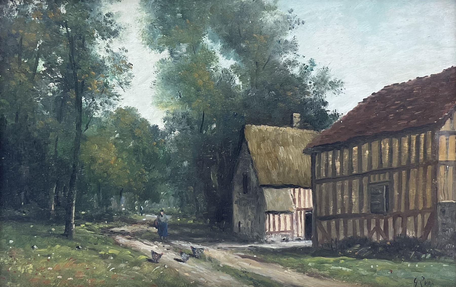 Gérard Roux | French Farmstead Scene with Chickens | MutualArt
