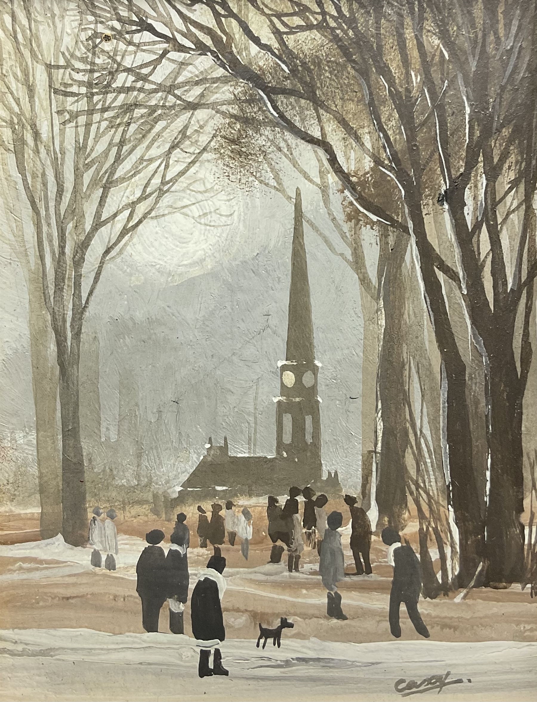 Brian Shields | Figures before a Church in Winter | MutualArt