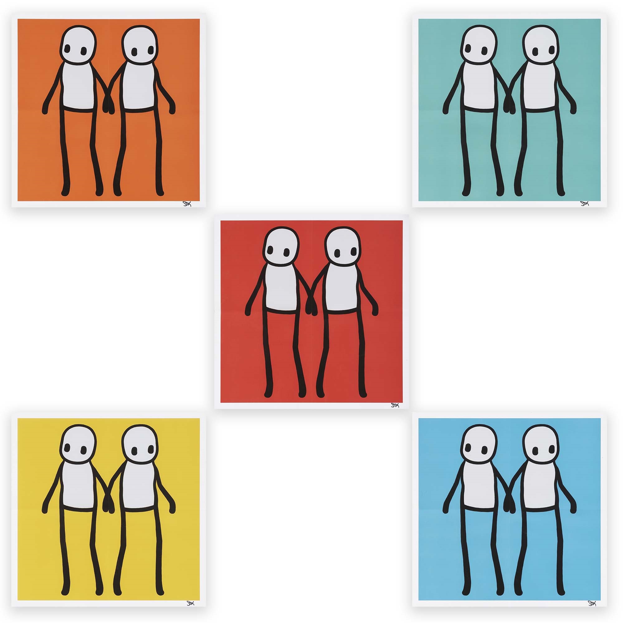 5 Stick Figures Holding Hands In A Circle