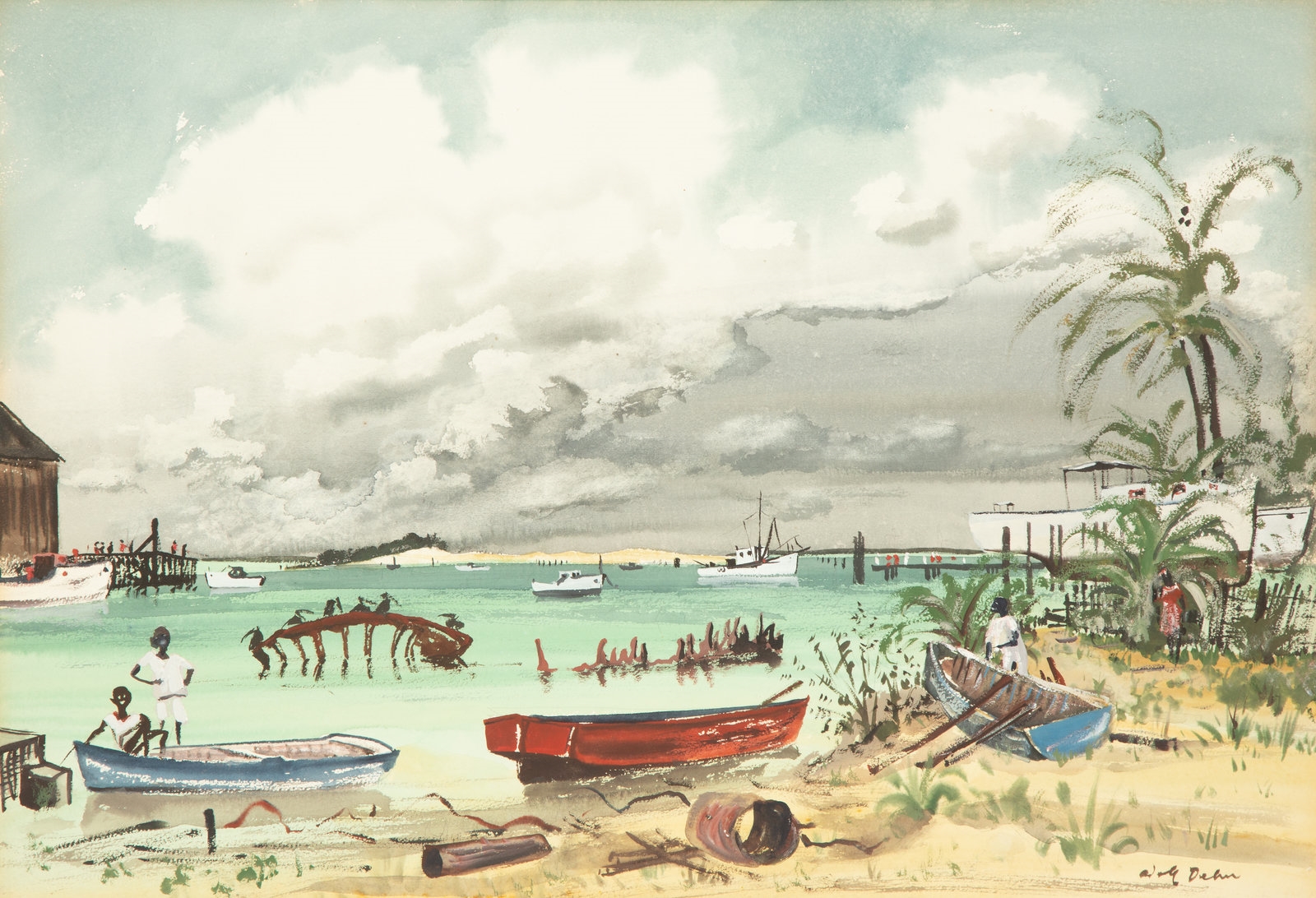 Adolf Dehn | Fishing Boats at Shore | MutualArt