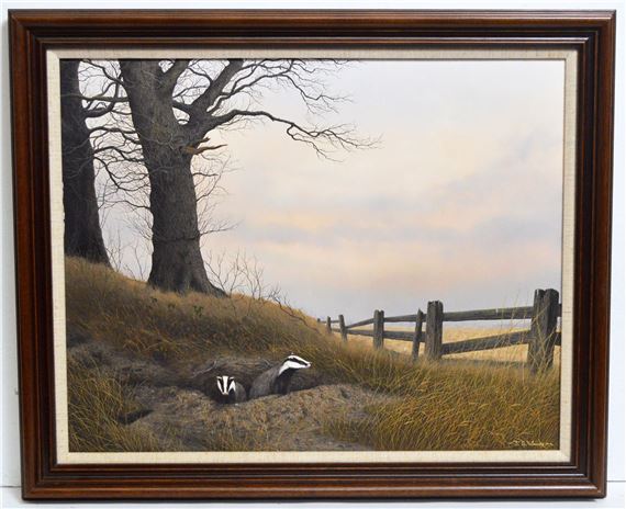 Jerry S. Waide | Badgers Emerging from a Sett | MutualArt