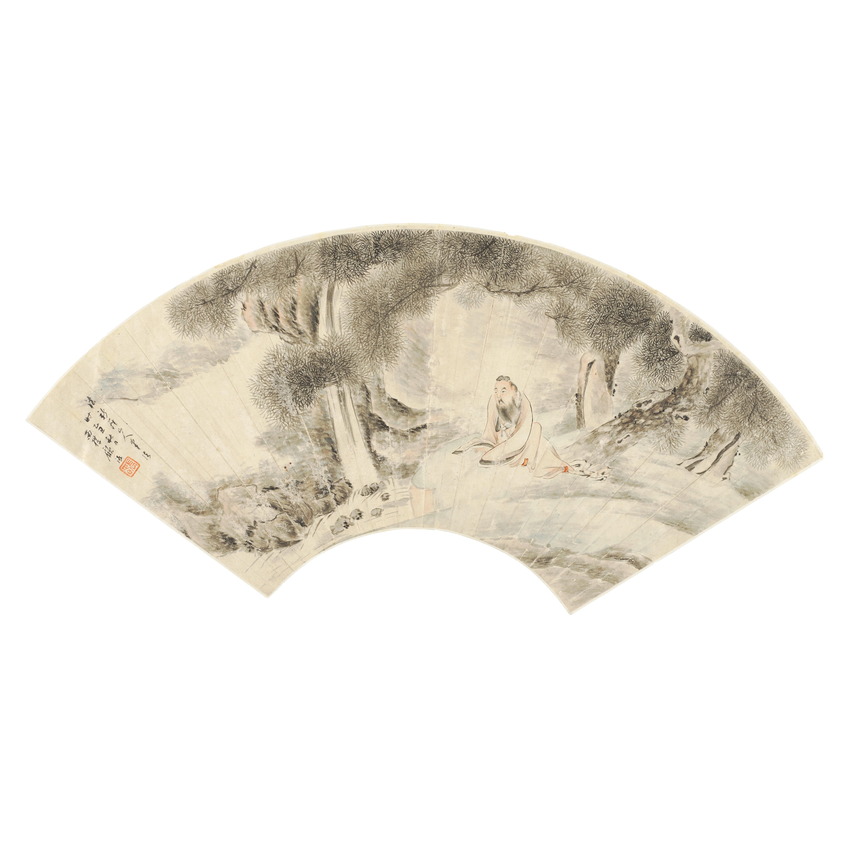 Cui Qin | Four fan paintings of Scholars in Landscapes (1841 - 1915 ...