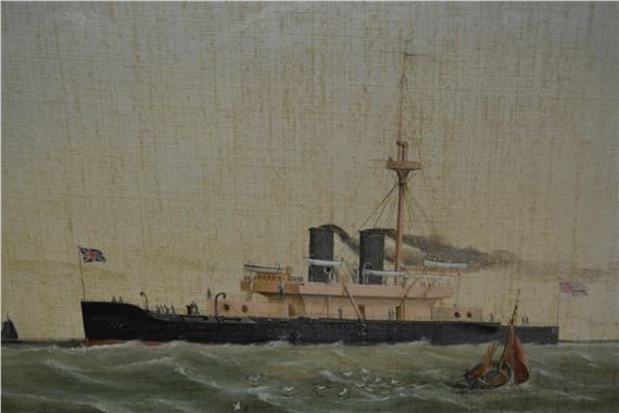 George Mears | Maritime scene with an iron clad steam ship and other ...