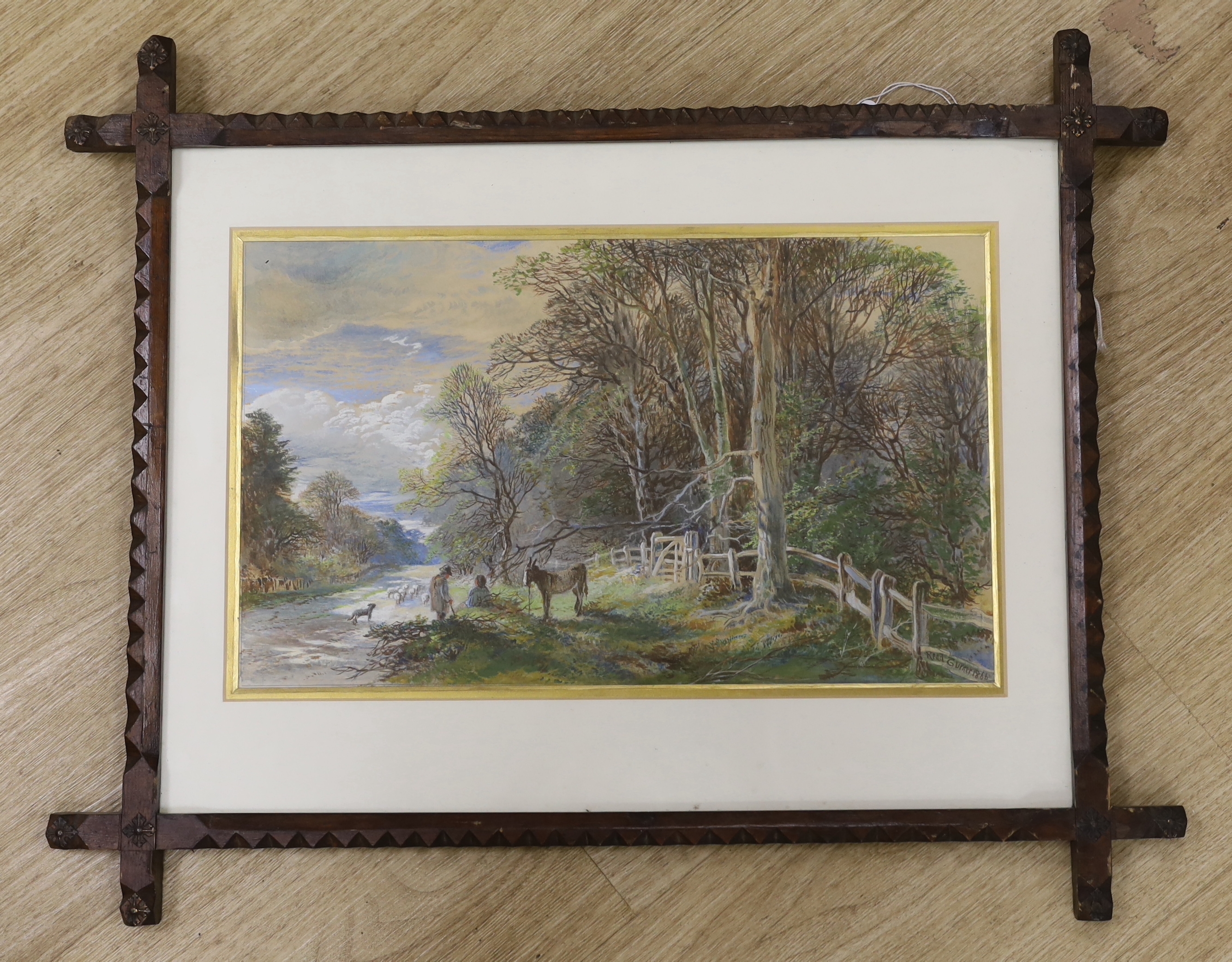 Read Turner | Pathway with shepherd and sheep (1866) | MutualArt