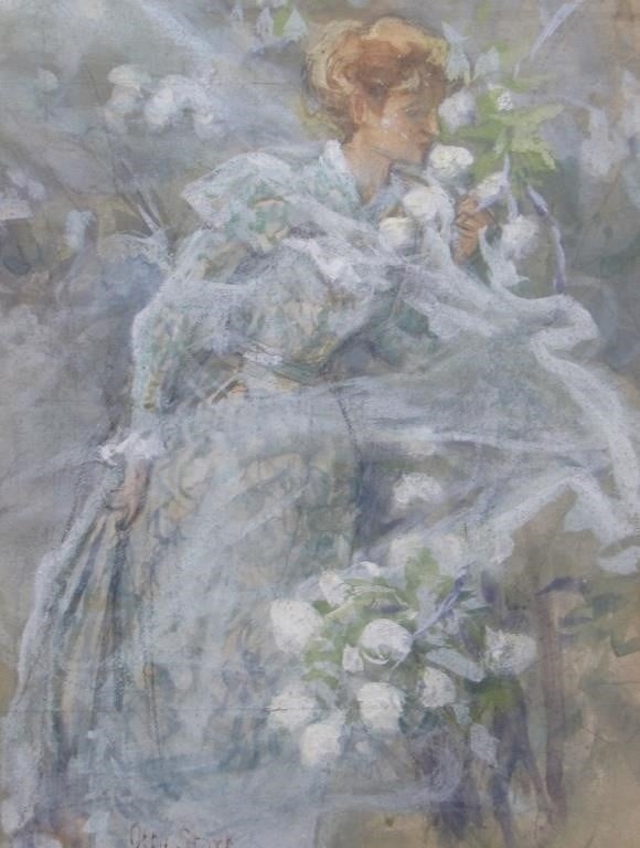 Otto Stark | Woman with White Roses | MutualArt