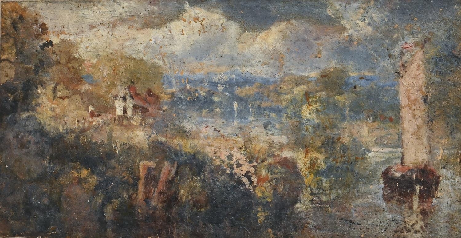 John Joseph Cotman | - Landscape with Women on a River Bank and a ...