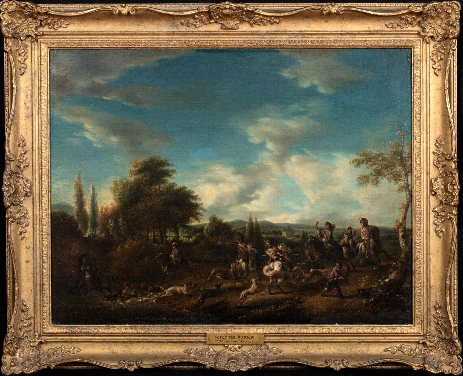 Philips Wouwermans | An Italianate park landscape with an elegant ...