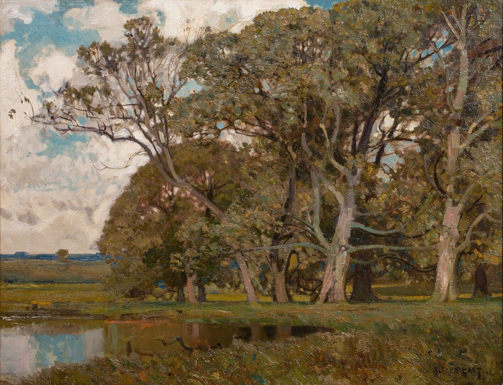 Sir Alfred East | RIVER LANDSCAPE DURING SUMMER (19th Century) | MutualArt