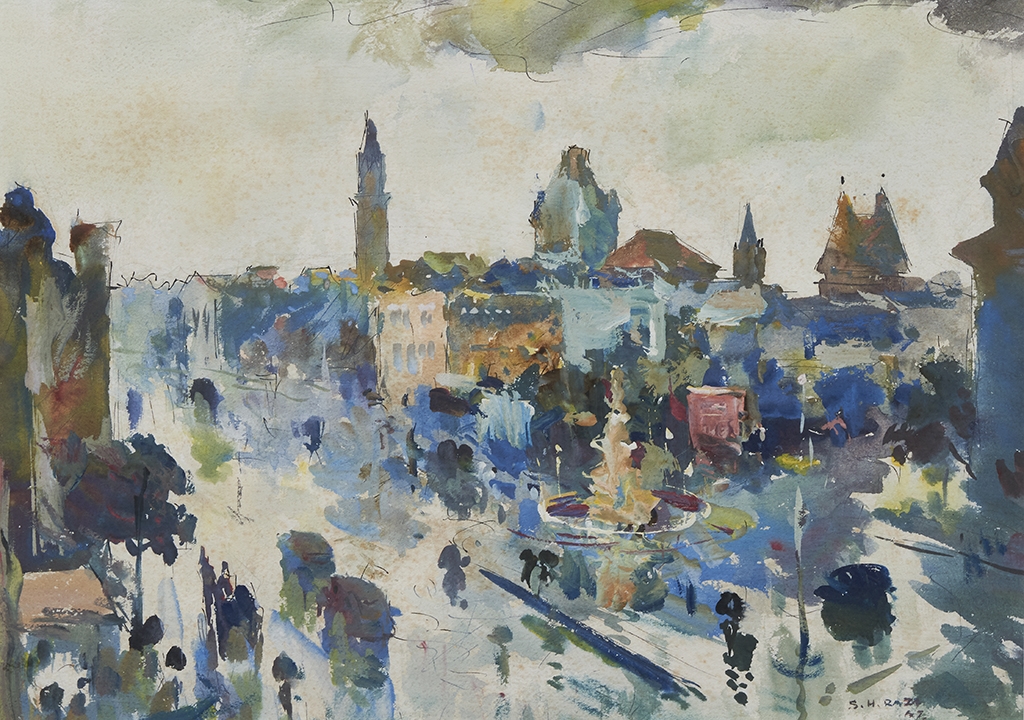 Syed Haider Raza | (Flora Fountain, Bombay) (1947) | MutualArt