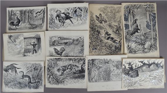 Anton Lock | a collection of 16 preparatory book illustrations | MutualArt