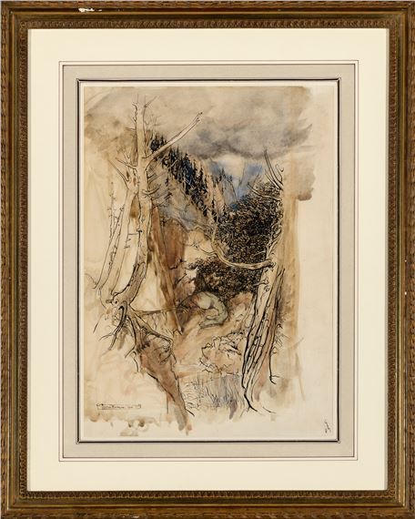 Arthur Rackham | There as a dread dragon he sojourns and in a cave ...