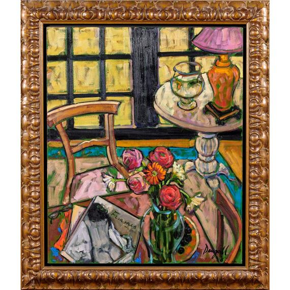 Jae Dougall | Still Life with Flowers and Chair | MutualArt