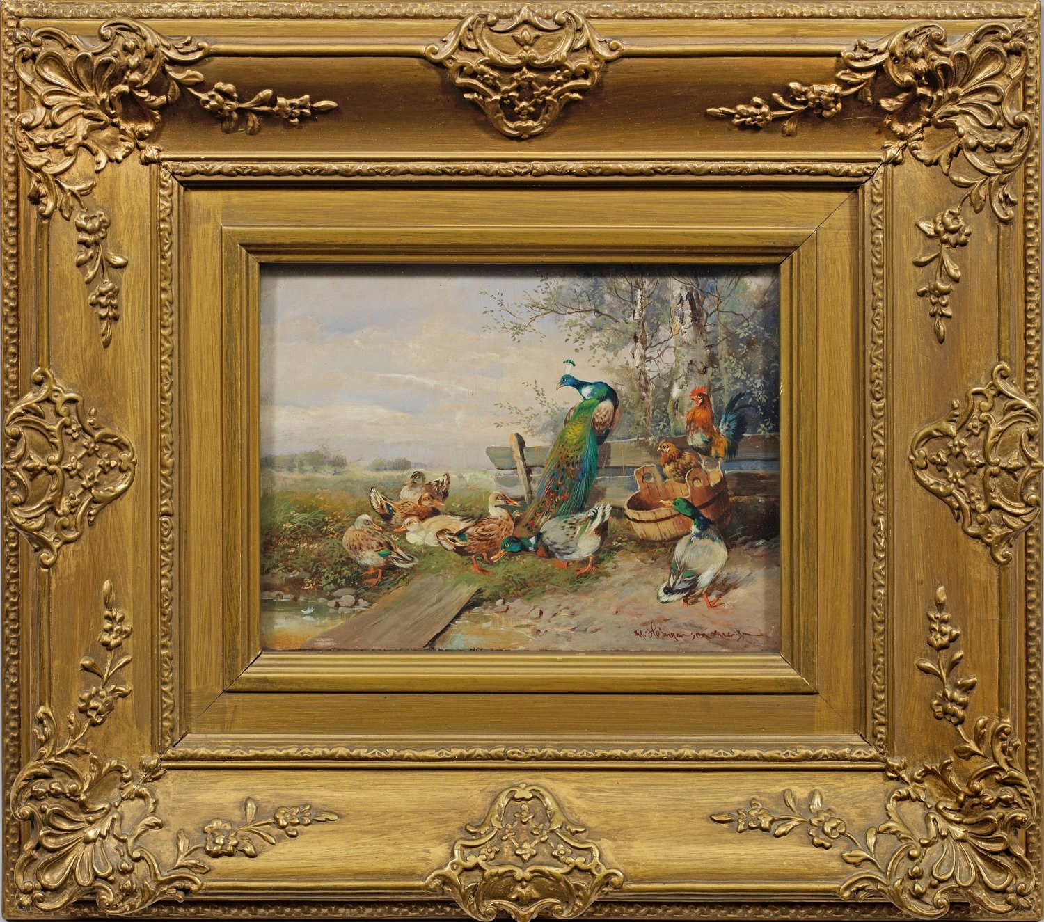 Max Hänger | Entenschar mit Hühnern und Pfau (1874) | MutualArt