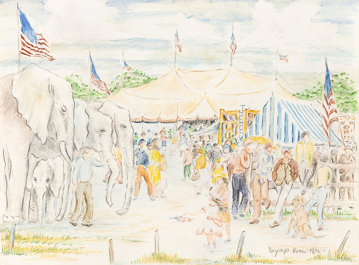 Reynolds Beal | Circus Scene with Elephants (1936) | MutualArt