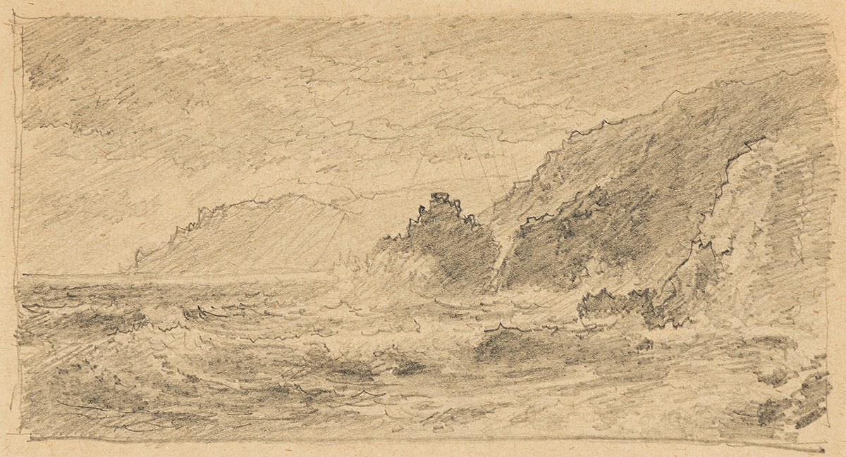 William Trost Richards | Three pencil drawings of coastal scenes ...