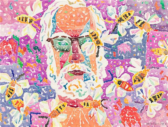 Hans Moller | Self Portrait with Bees. (1978) | MutualArt
