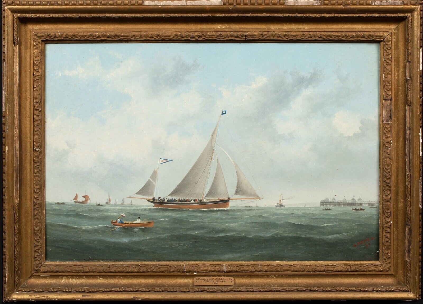 George Mears | BRIGHTON BEACH PIER PLEASURE BOAT OIL PAINTING (19th ...