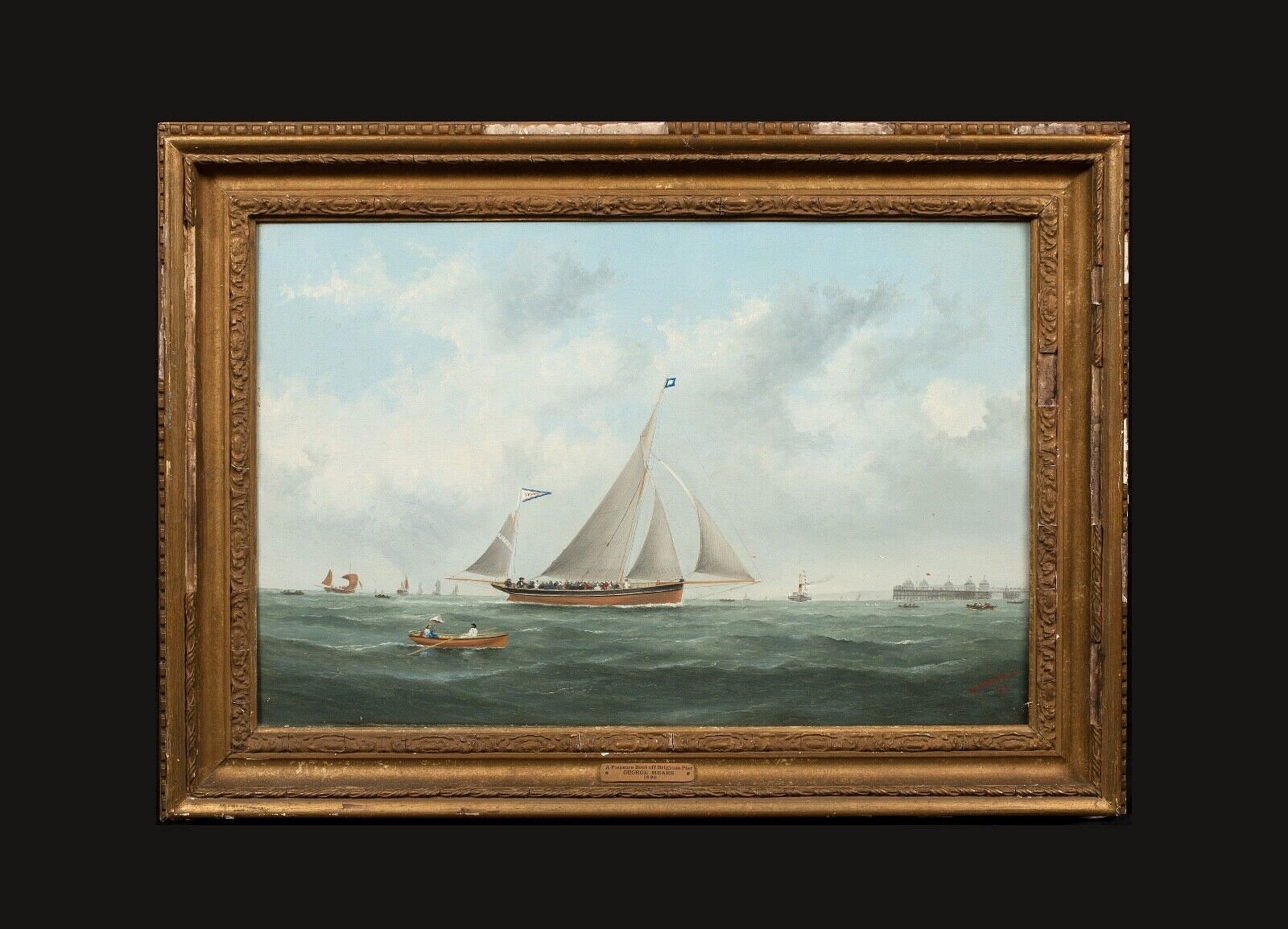 George Mears | BRIGHTON BEACH PIER PLEASURE BOAT OIL PAINTING (19th ...