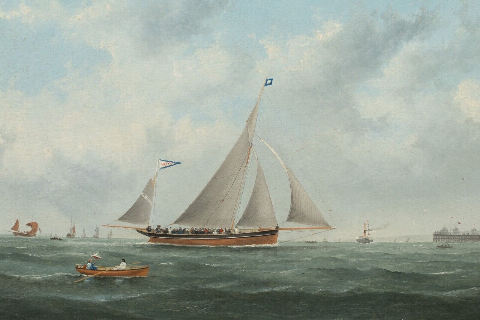 George Mears | BRIGHTON BEACH PIER PLEASURE BOAT OIL PAINTING (19th ...