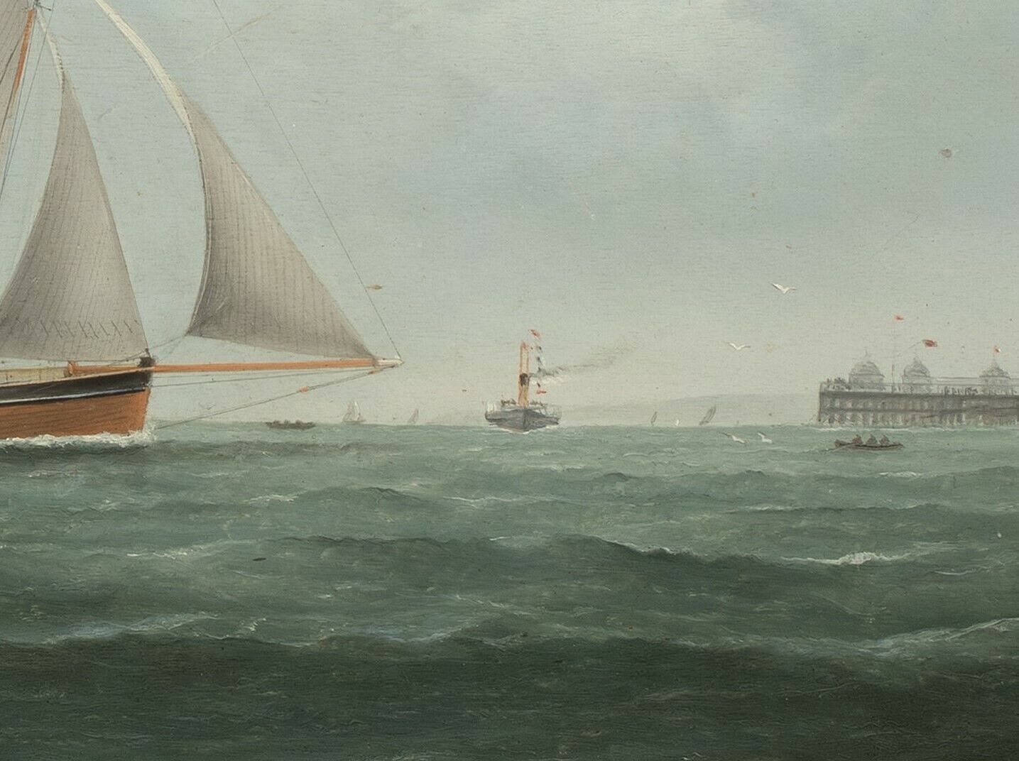 George Mears | BRIGHTON BEACH PIER PLEASURE BOAT OIL PAINTING (19th ...