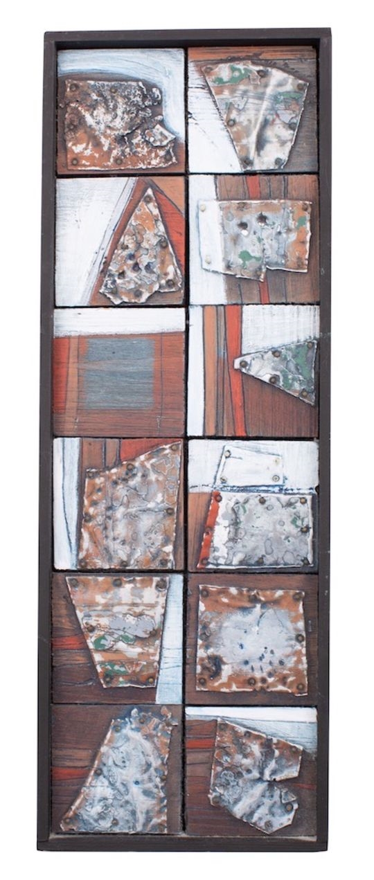 Robert Wilcox | Abstract collage of twelve small tiles framed as one ...